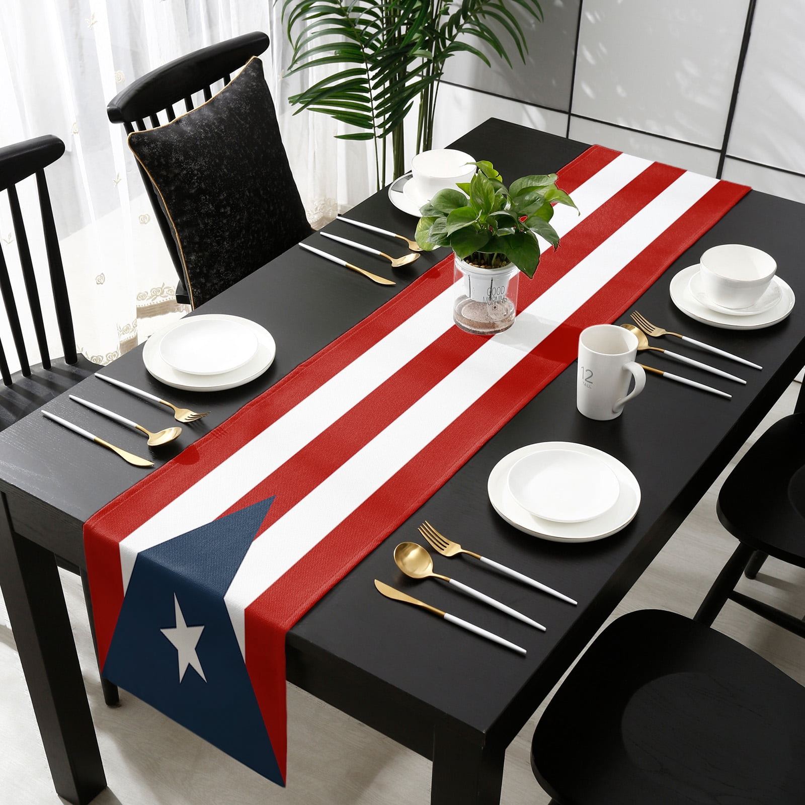 National Flag of Puerto Rico Patriot Cotton Linen Small Table Runner 13 ...