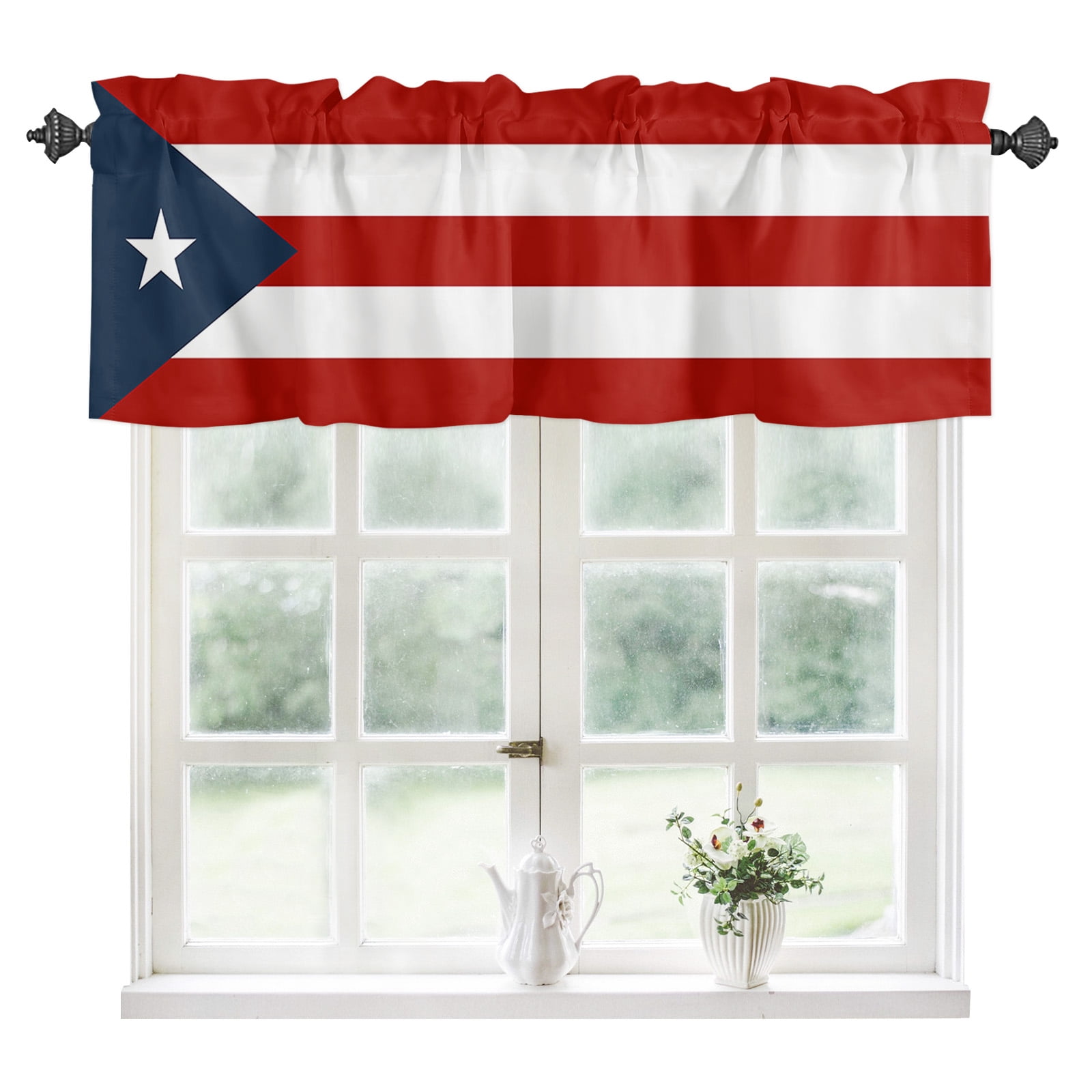 National Flag of Puerto Rico Patriot Kitchen Valances for Windows 42x12 ...