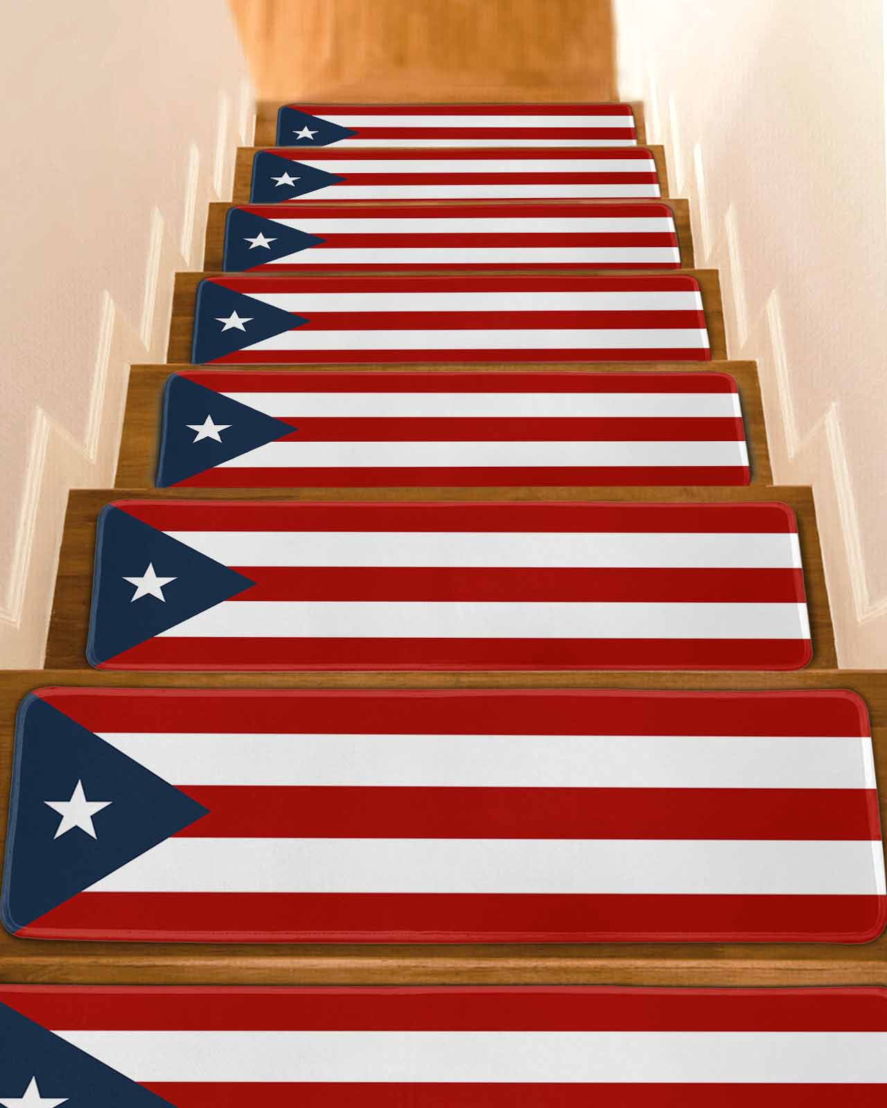National Flag of Puerto Rico Patriot Stair Treads for Wooden Steps ...