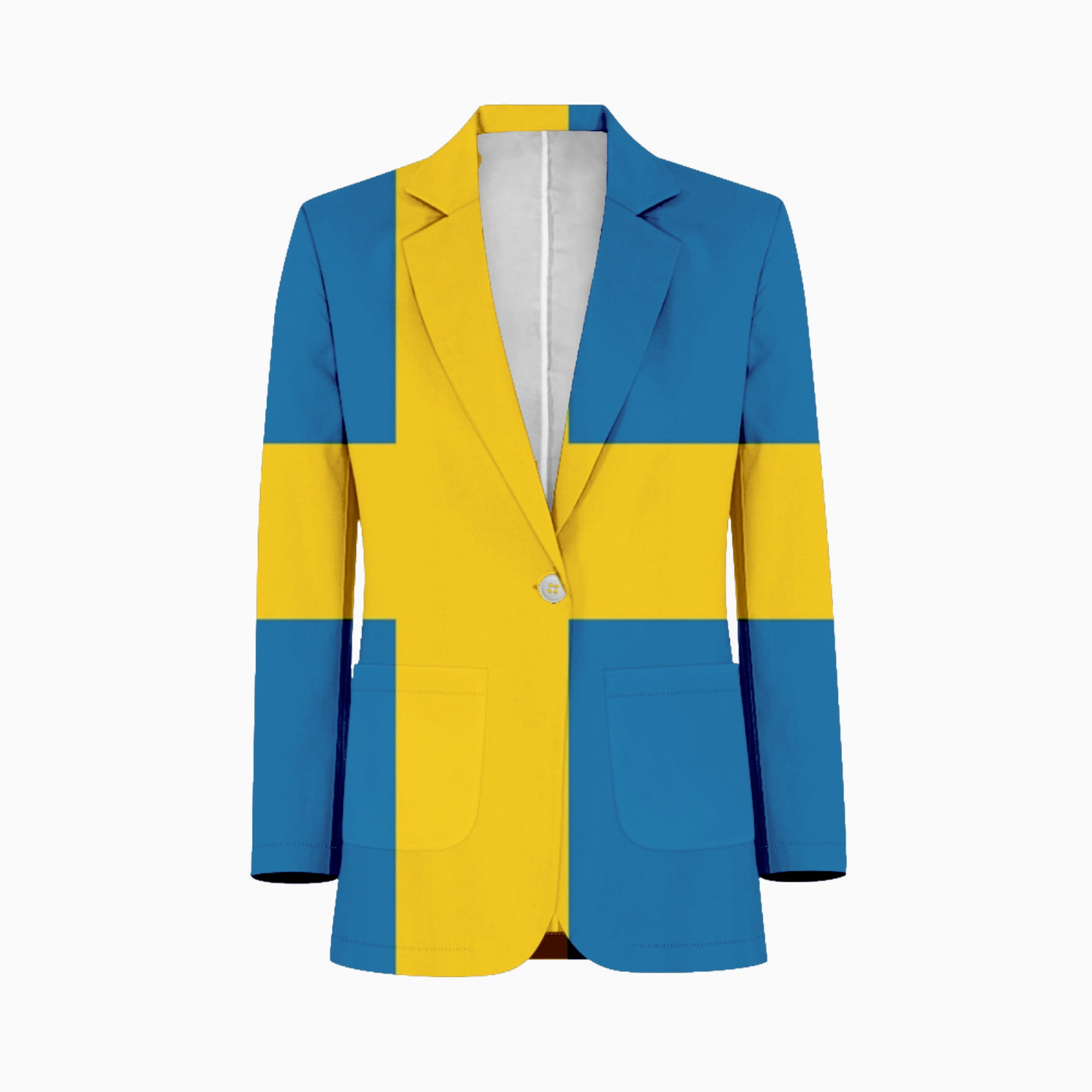 National Flag Sweden Blue Field Mens Suits Shawl Collar Slim Fit Suit ...