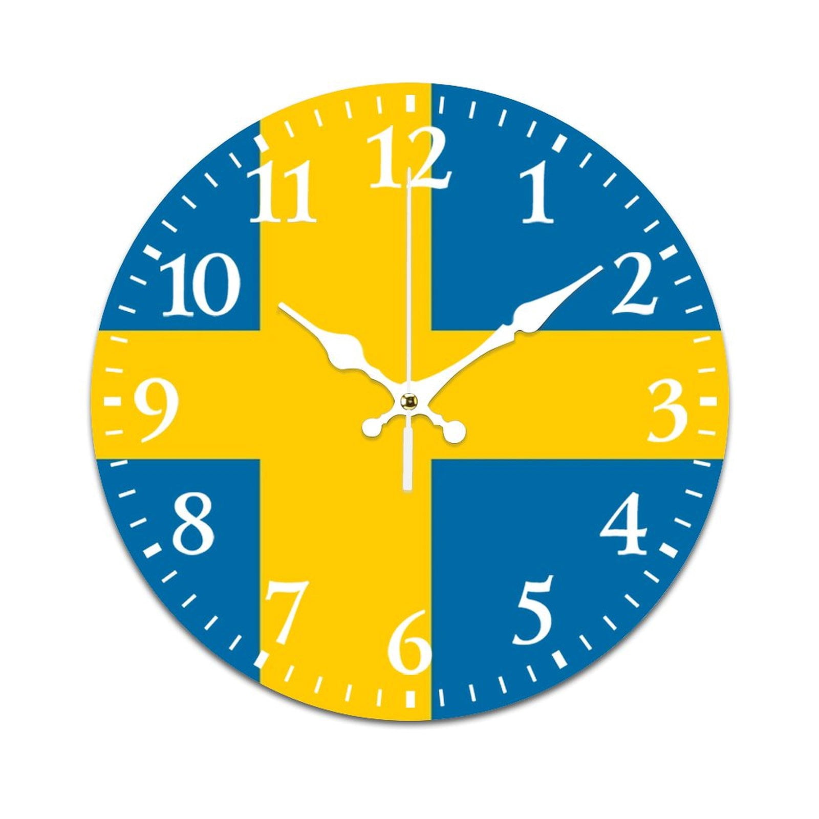 National Flag Sweden Blue Field Wall Clock Modern Design Clocks Wall ...