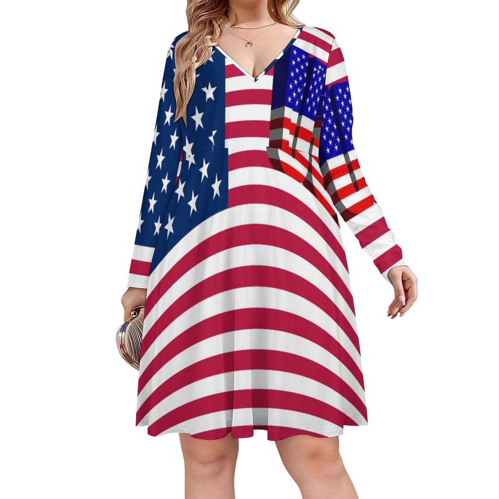 National Flag United States America USA Long Sleeve Sexy Dresses For ...