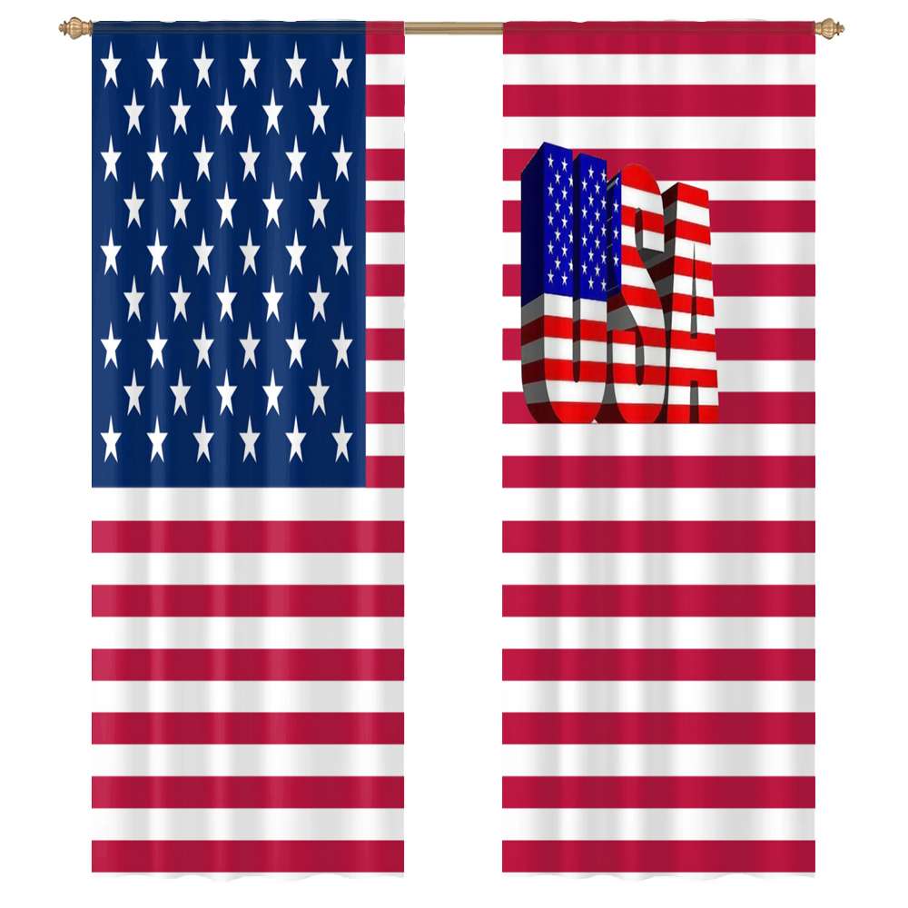 National Flag United States America USA Sheer Voile Curtain Window ...