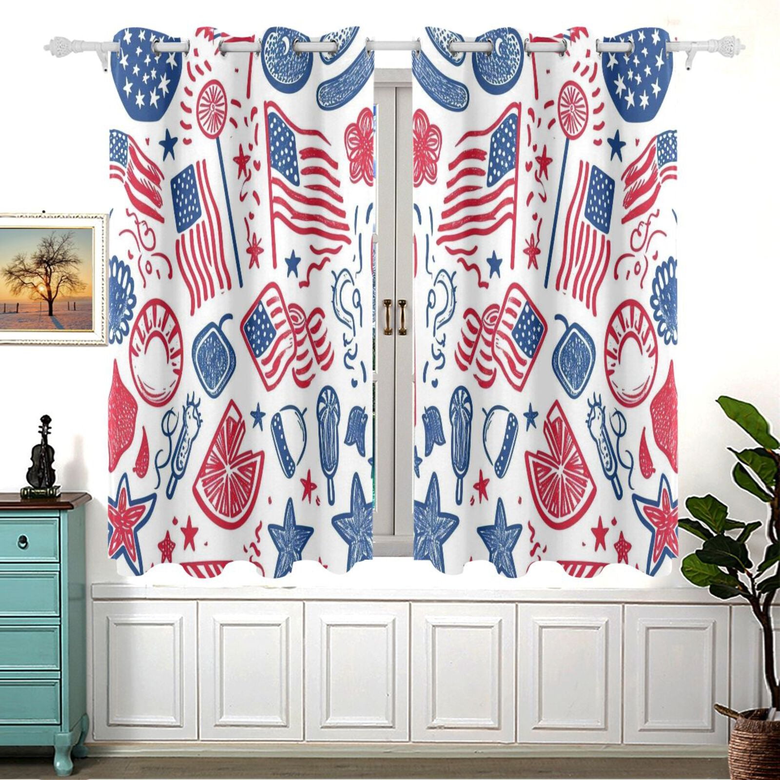 National Flags Stars Curtain Black Out Thermal Insulation Curtains ...