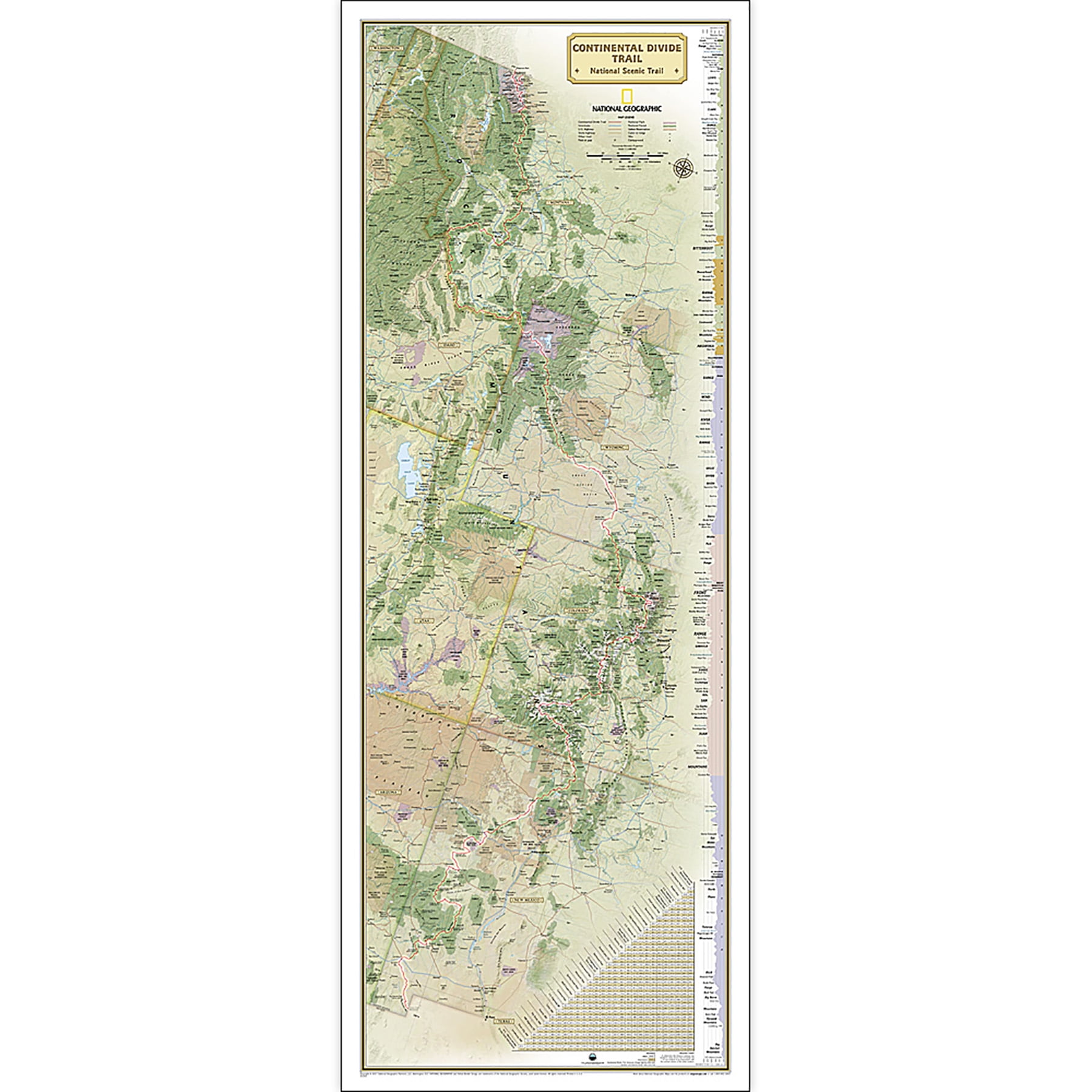 National Geographic Continental Divide Trail Map, Laminated, 18" x 48 ...