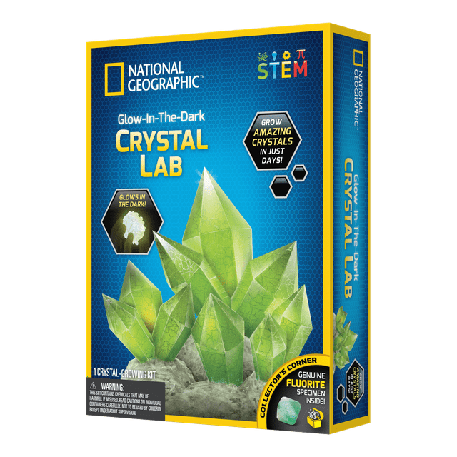 National Geographic Glow-in-the-Dark Crystal Grow Lab Kit for Child 8 ...