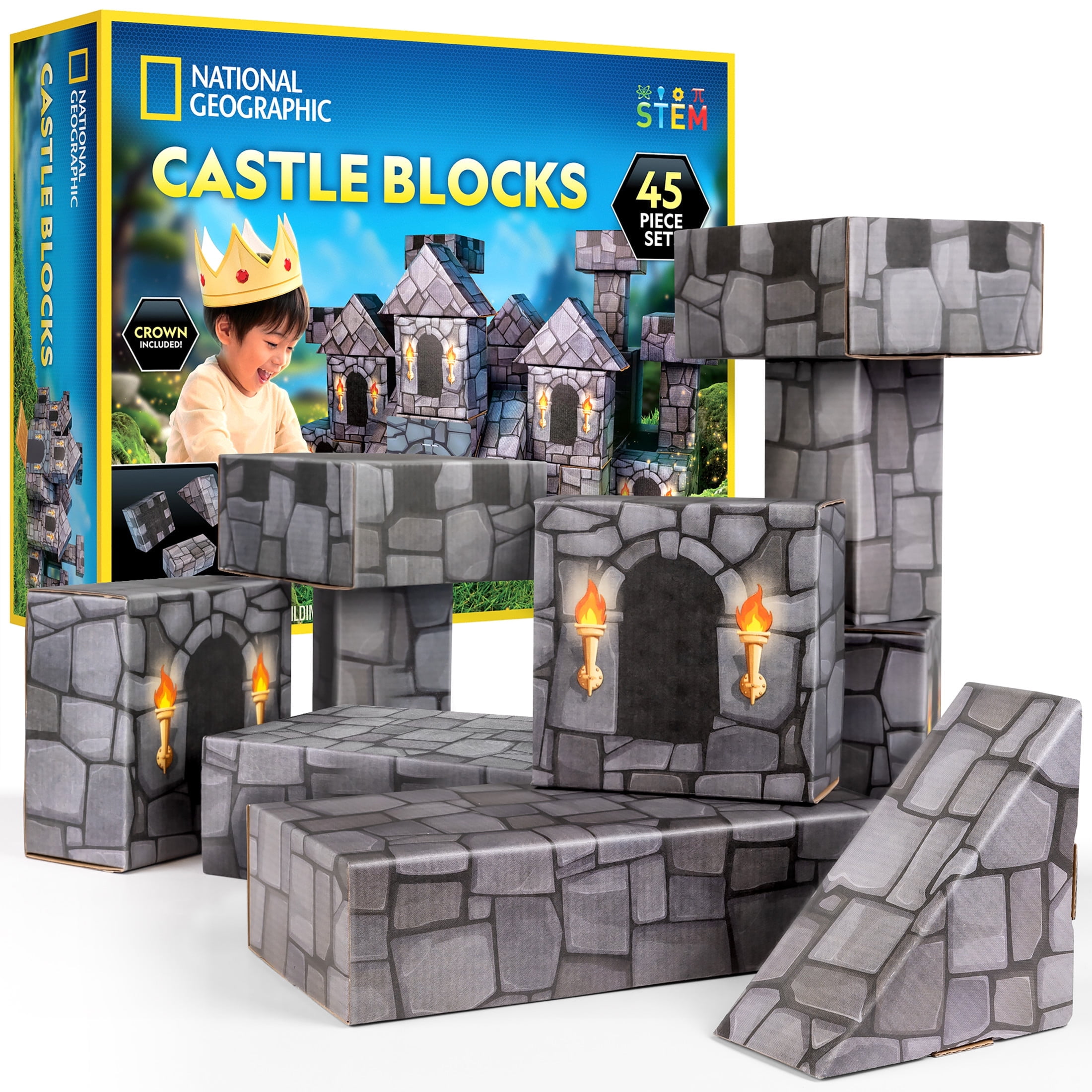 National Geographic Castle Blocks for Kids 45-Piece Jumbo Cardboard ...