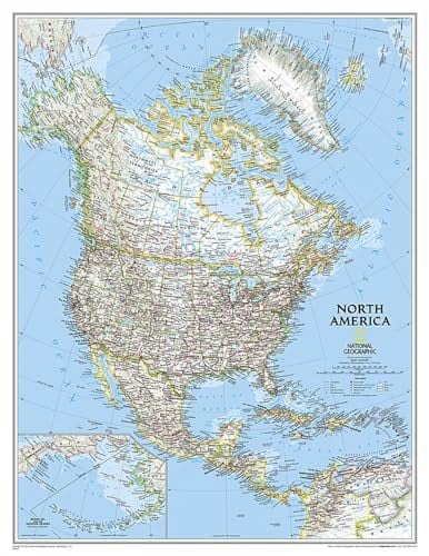 Pre-Owned National Geographic: North America Classic Enlarged Wall Map ...