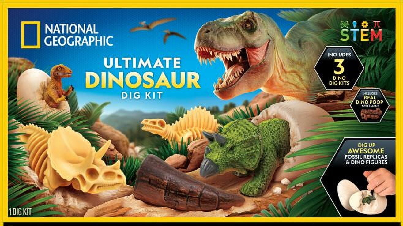 National Geographic Dino Fossil Dig Kit with Real T-Rex Tooth for Kids ...