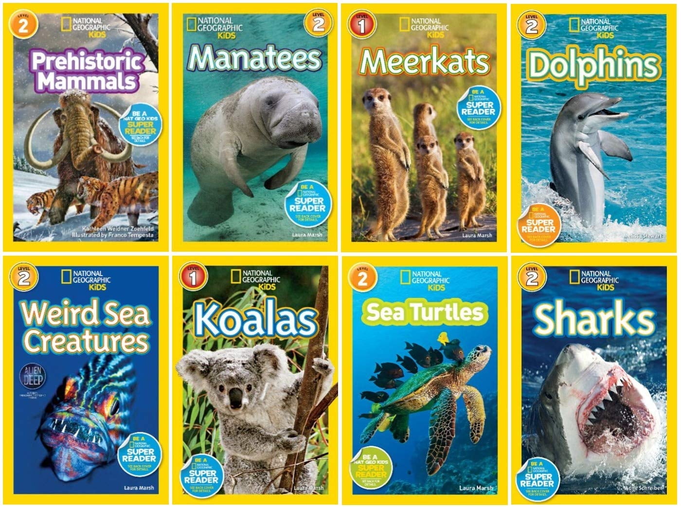 National Geographic Readers Level 1-2 (8): Sharks; Sea Turtles; Weird ...