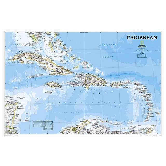 National Geographic Reference Map: National Geographic Caribbean Wall ...