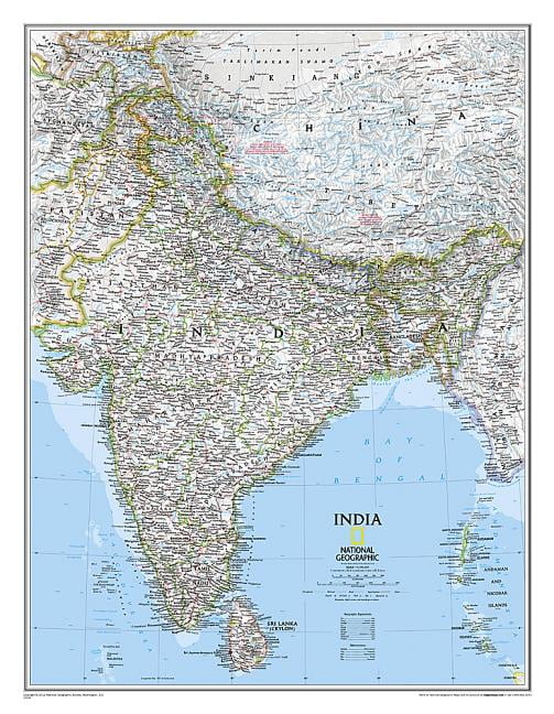 National Geographic Reference Map: National Geographic India Wall Map ...