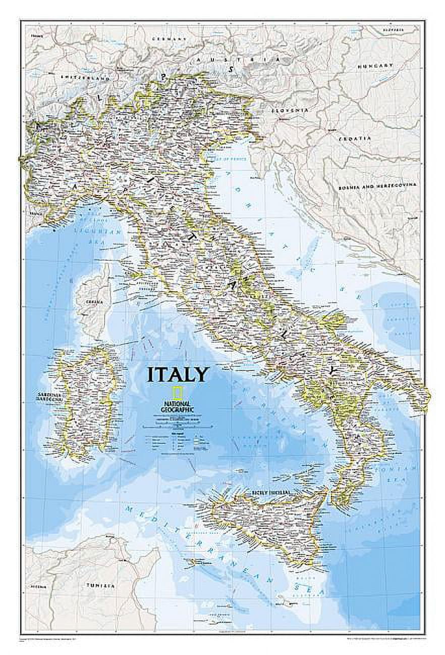 National Geographic Reference Map National Geographic Italy Wall Map ...