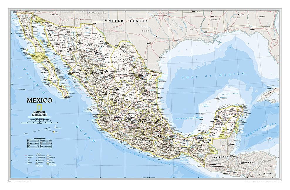 National Geographic Reference Map National Geographic Mexico Wall Map ...
