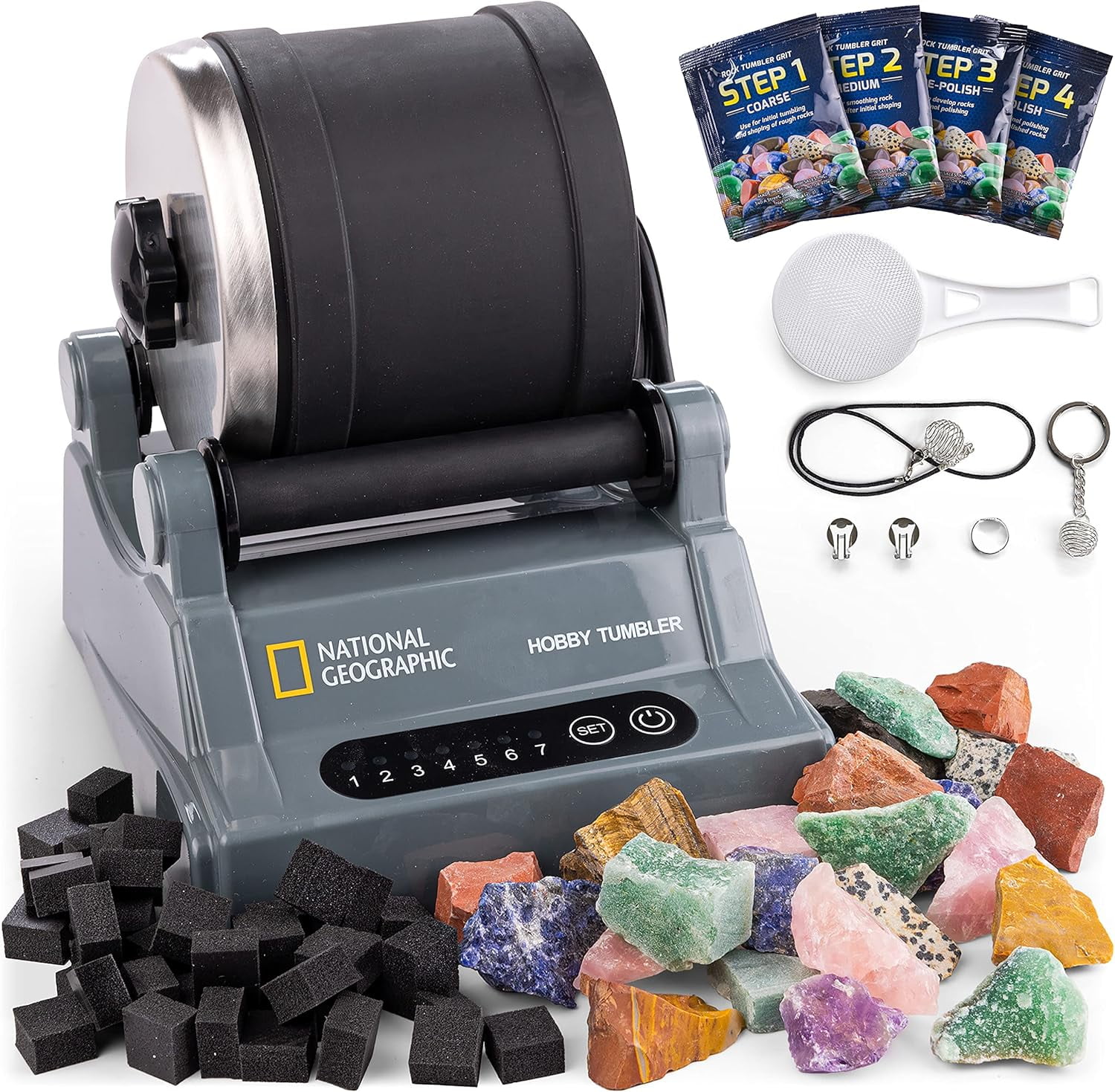 National Geographic Rock Tumbler Kit – Hobby Edition Includes Rough ...