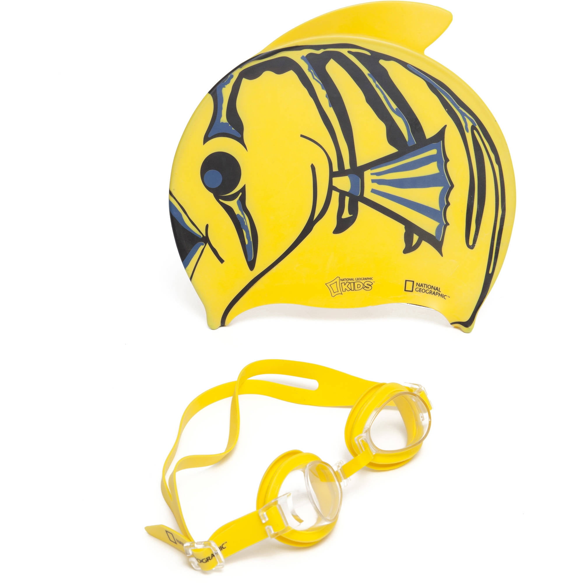 National Geographic Swim Cap and Goggles Set Kids Fish Lids Composite ...
