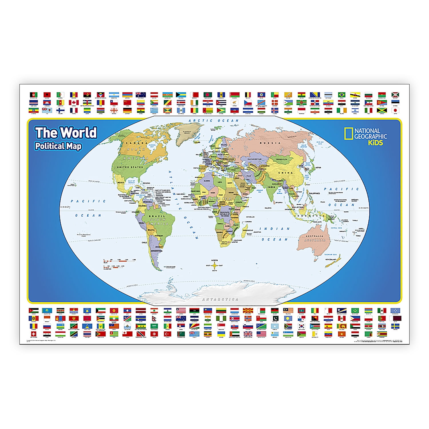 National Geographic The World for Kids Map, Laminated, 36" x 24 ...