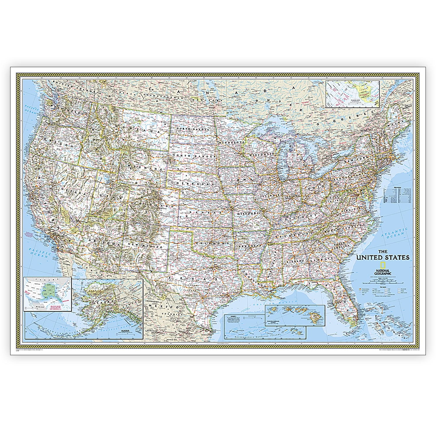 National Geographic United States Classic Map, Enlarged and Laminated ...