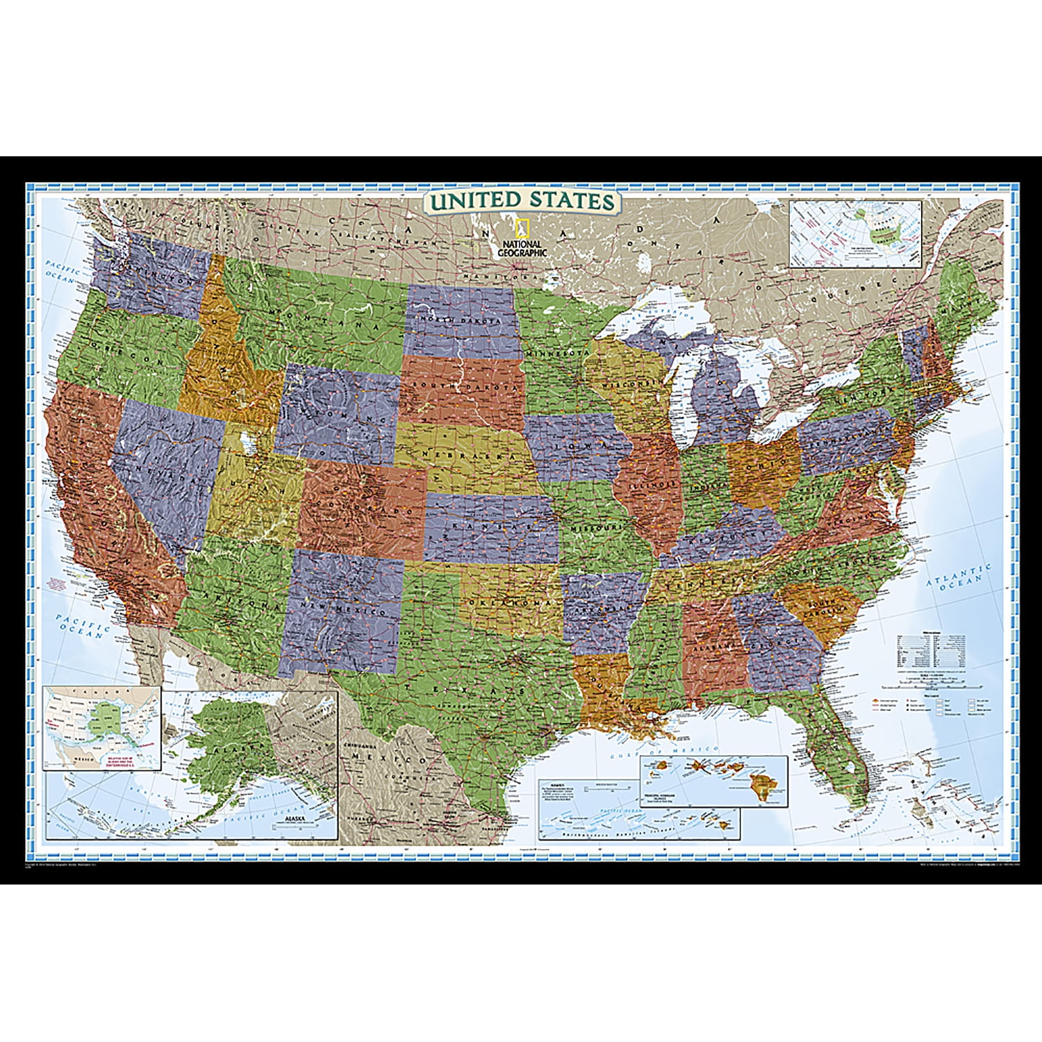 National Geographic United States Decorator Map, Laminated, 43.5" x 30. ...