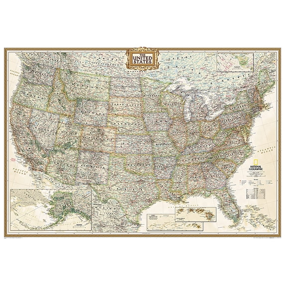 National Geographic United States Executive Map, Enlarged and Laminated ...