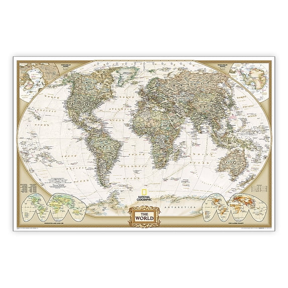 National Geographic World Executive Map, Poster Size and Laminated, 36 ...