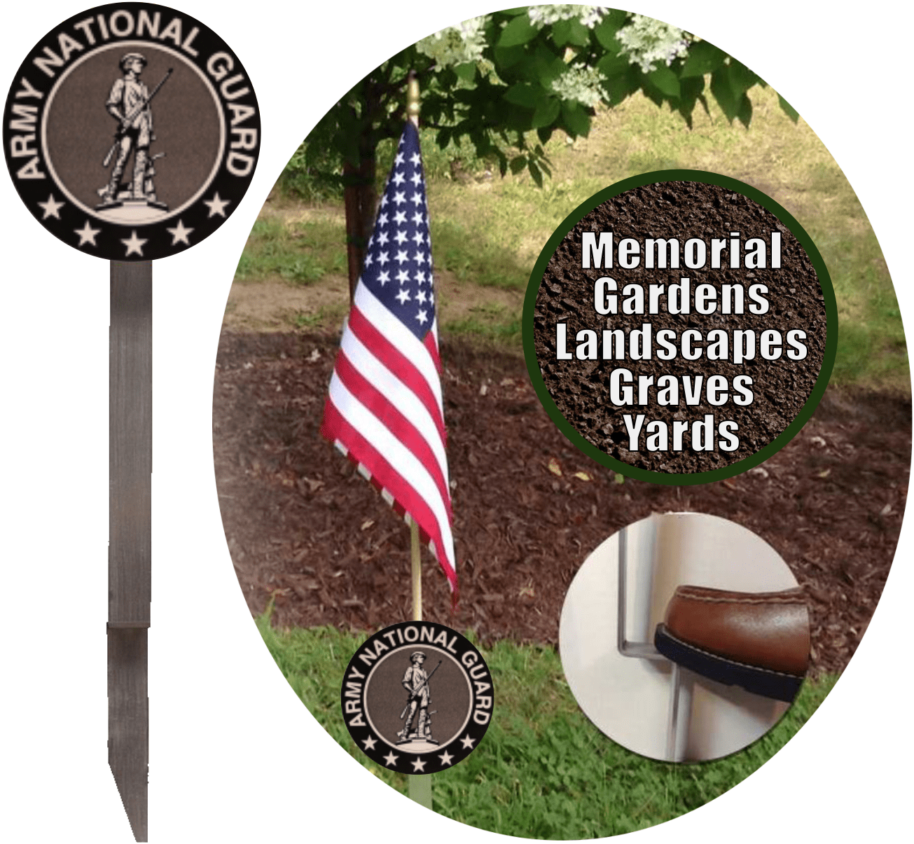 National Guard Flag Holder Grave Marker with 8x12 American Flag ...