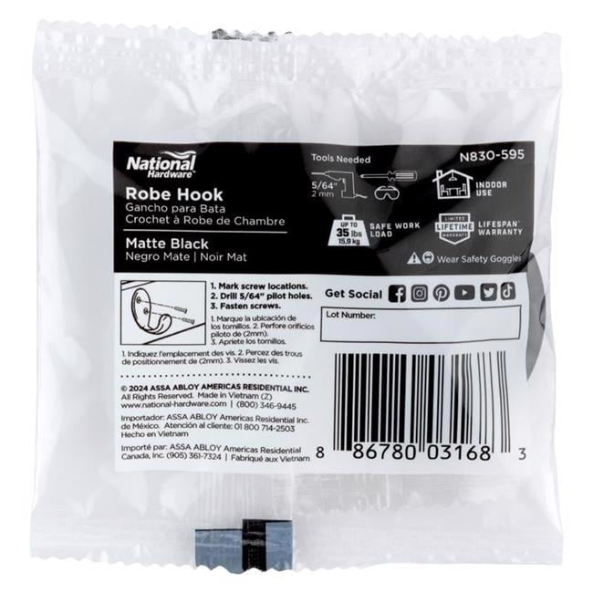National Hardware 5060157 3.94 in. Medium Matte Black Metal Rope & Tarp ...