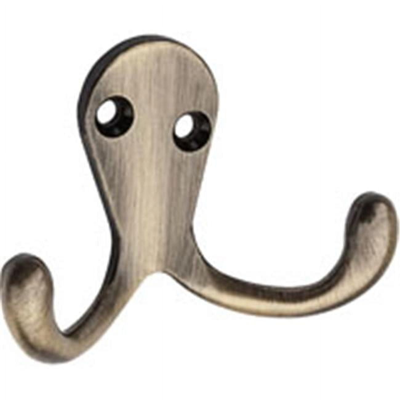 National Hardware Double Cloth Hook 35 lb Zinc Die-Cast Antique Brass ...