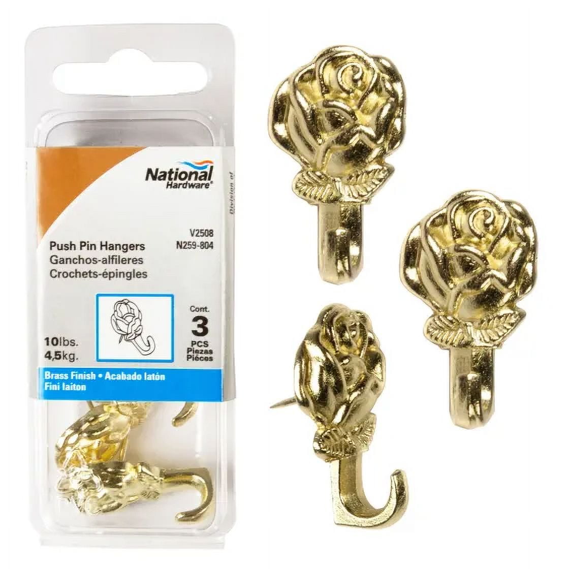 National Hardware N259-804 Decorative Rose Push Pin Picture Hangers ...
