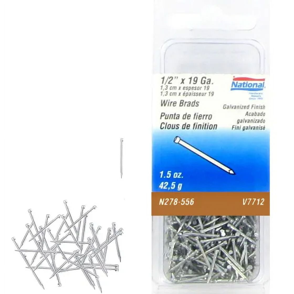 National Hardware N278-556 Wire Brads 19 Gauge By 1/2 Inch Galvanized ...