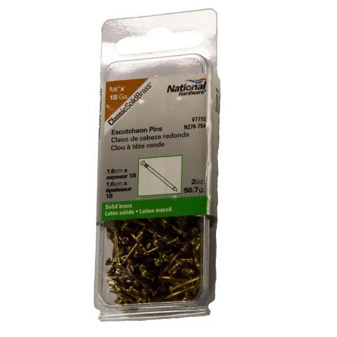 National Hardware N278-754 Escutcheon Pins Solid Brass 18 Gauge By 5/8 ...