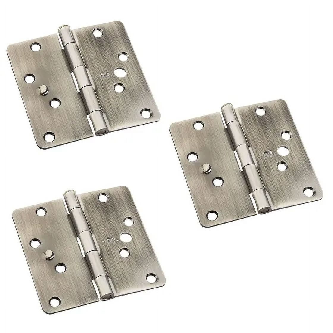 National Hardware N830-414 Security Stud 4 Inch 1/4 Radius Door Hinges Antique Brass 3 Pack ...