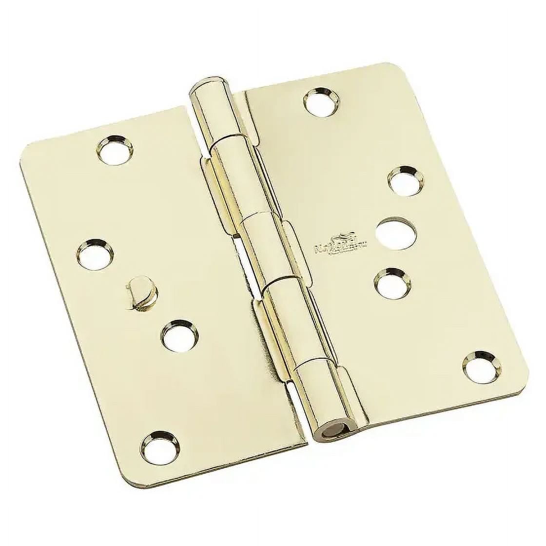 National Hardware N830-415 Security Stud 4 Inch 1/4 Radius Door Hinges Bright Brass 3 Pack, Each ...