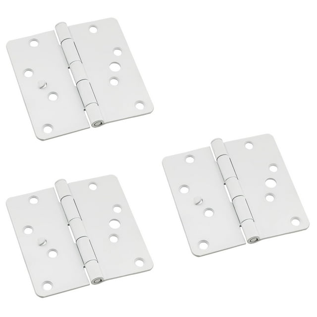 National Hardware N830-419 Security Stud 4 Inch 1/4 Radius Door Hinges White 3 Pack,Each ...