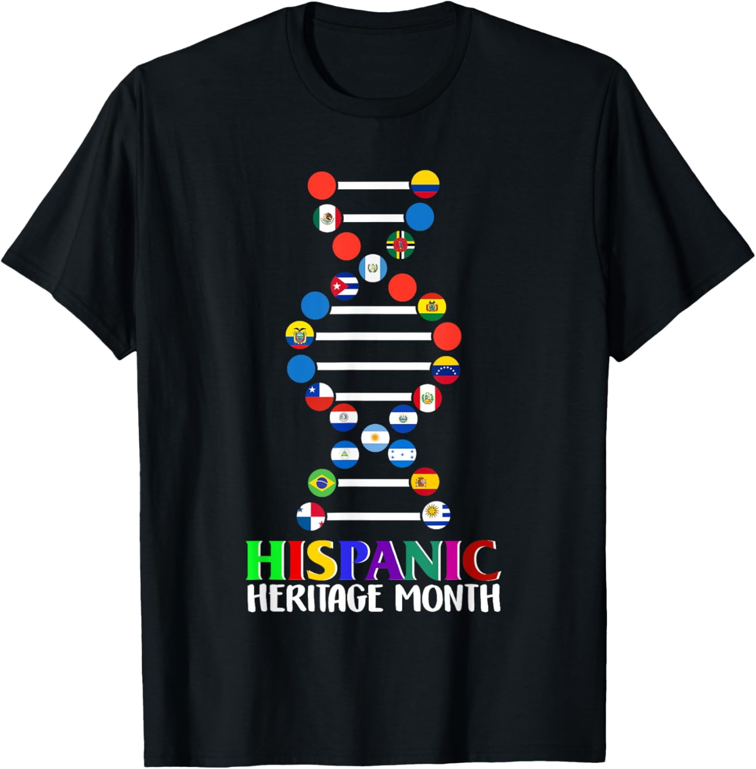 National Hispanic Heritage Month DNA Latino Nationalities T-Shirt ...