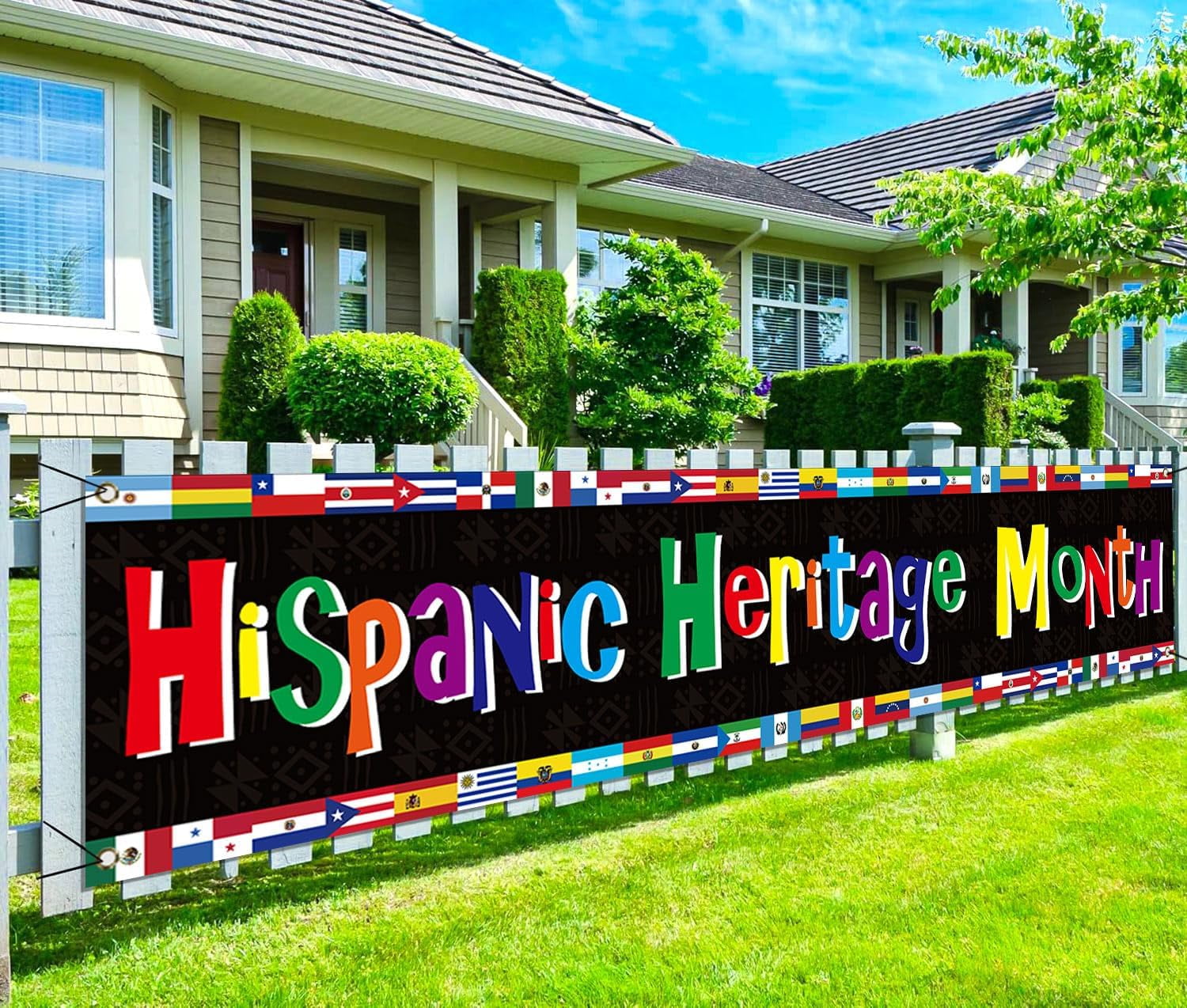 National Hispanic Heritage Month Fence Banner Latino 21 Spanish ...
