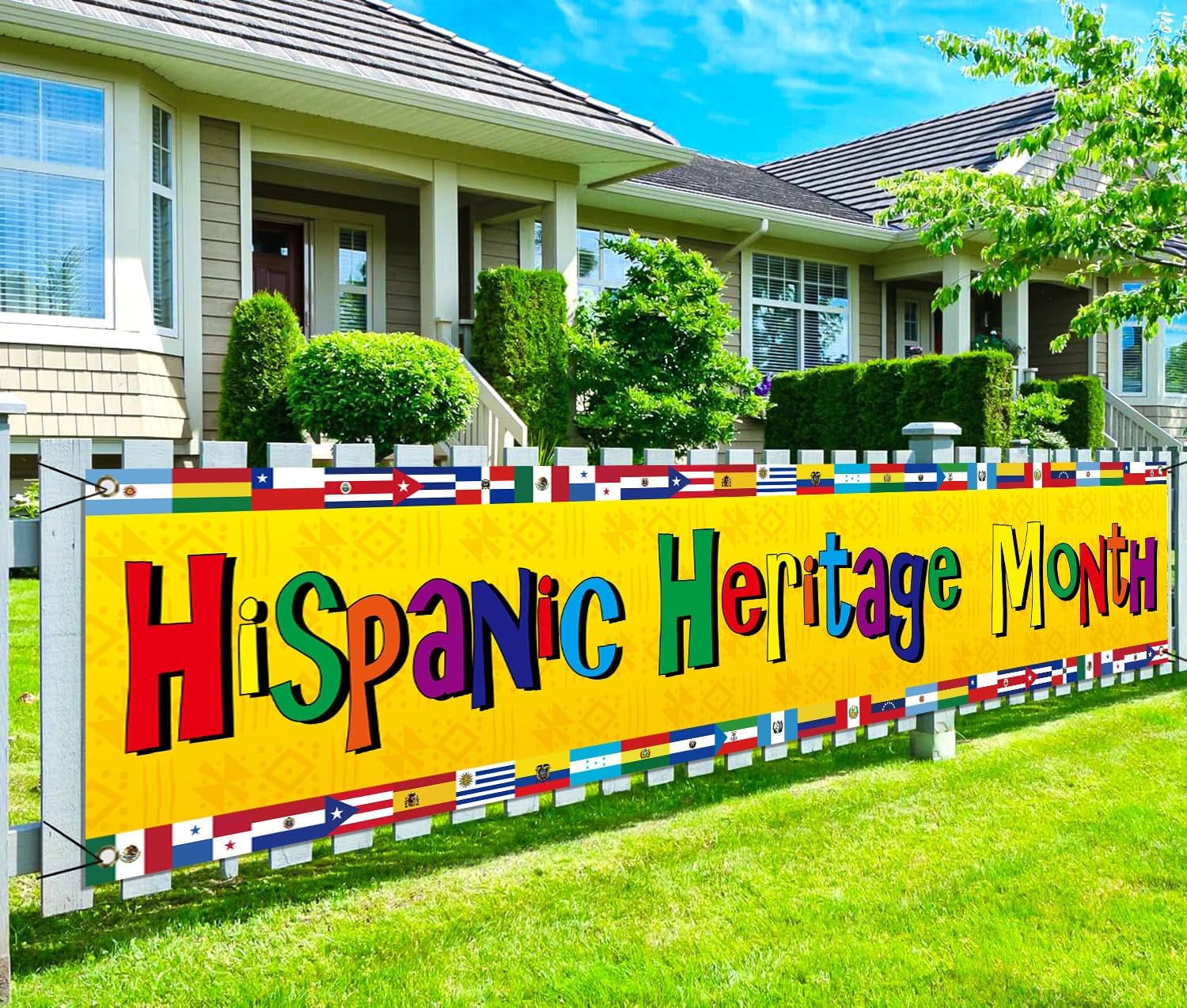 National Hispanic Heritage Month Fence Banner Latino 21 Spanish ...