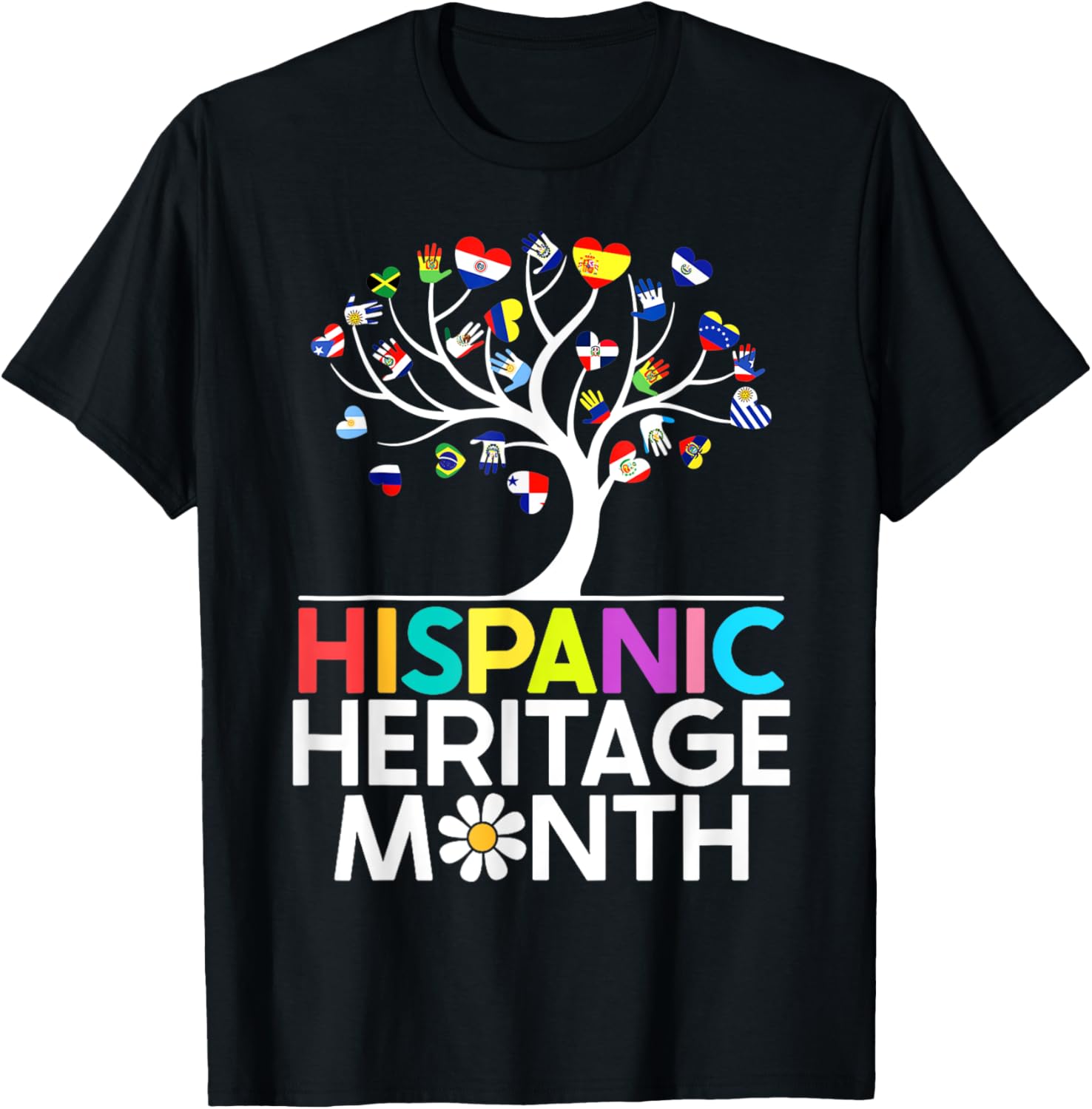 National Hispanic Heritage Month Hand Flag Tree Roots Latino T-Shirt ...