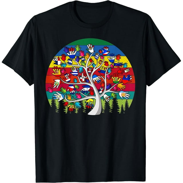 National Hispanic Heritage Month Hand Flag Tree Roots Latino T-Shirt ...