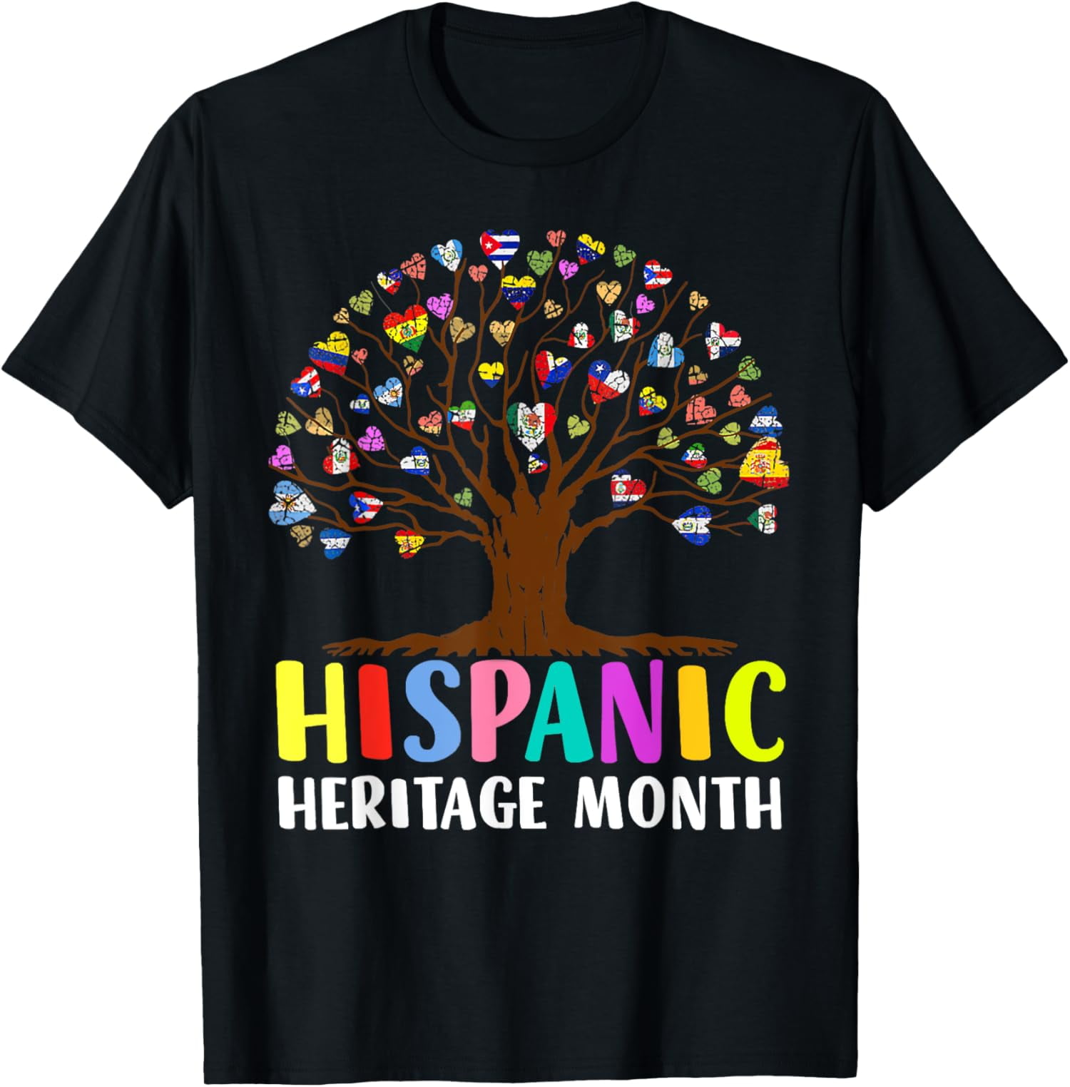 National Hispanic Heritage Month Hand Flag Tree Roots Latino T-Shirt ...