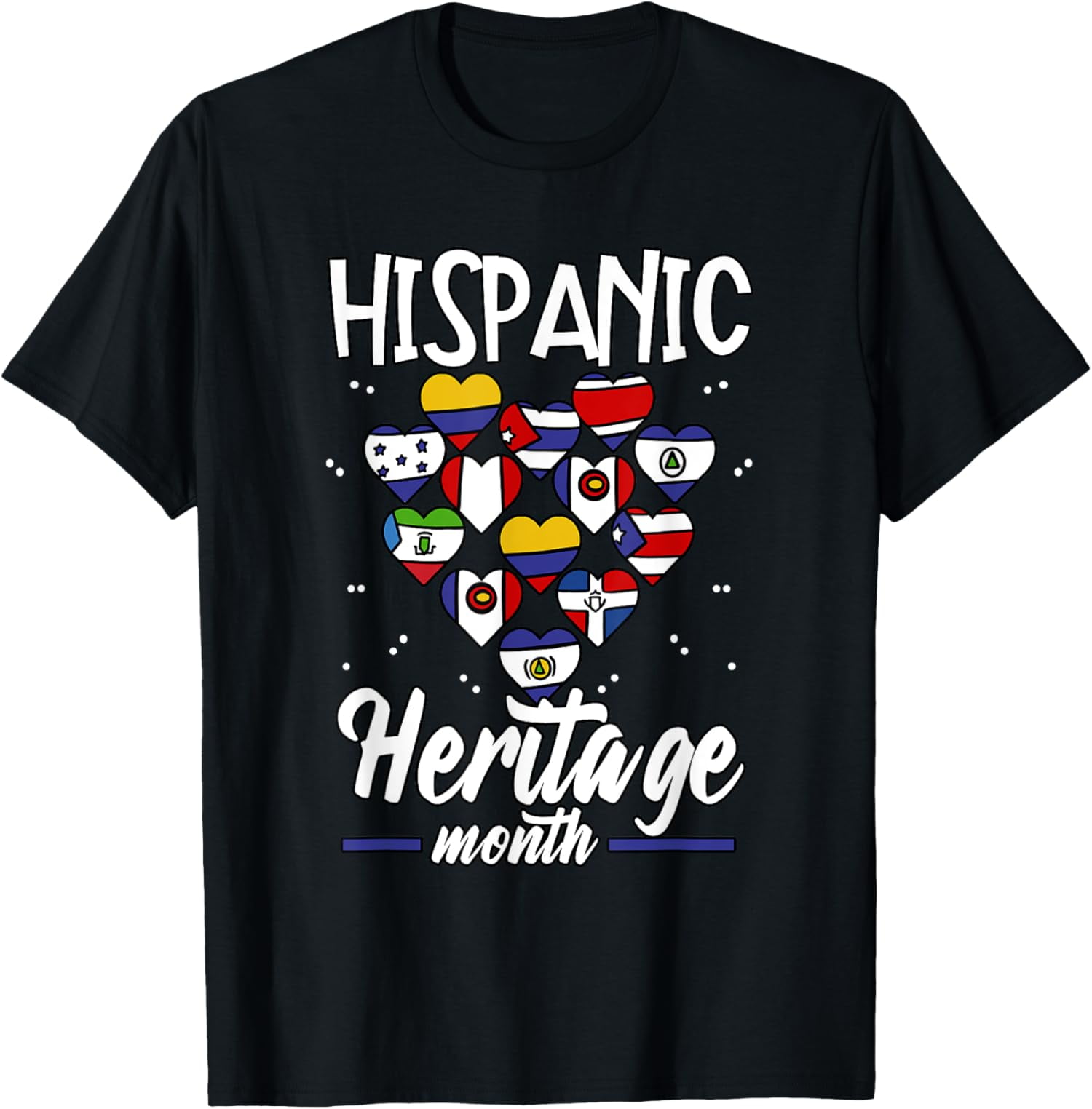 National Hispanic Heritage Month Hearts Love Countries Flags T-Shirt ...