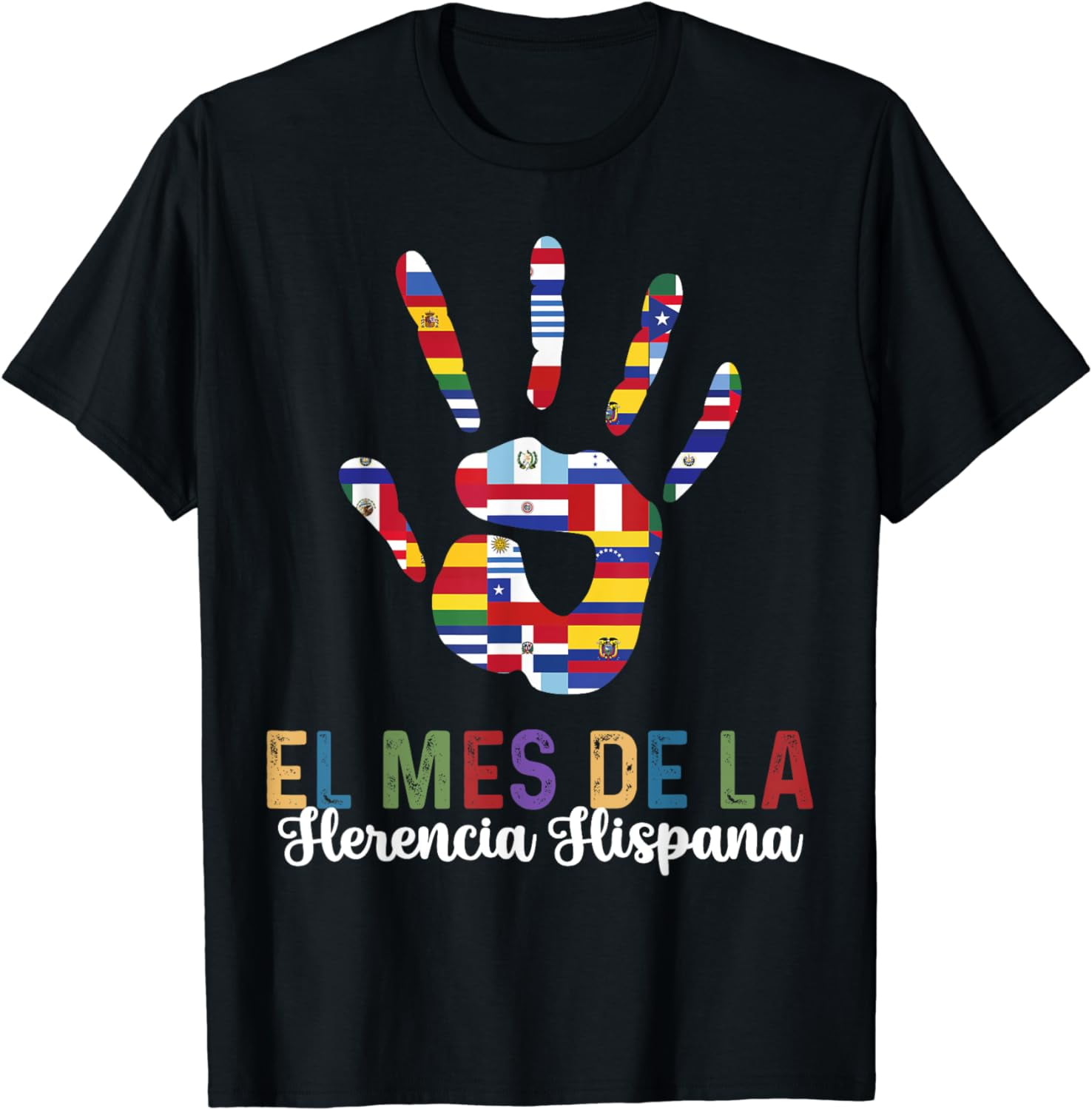 National Hispanic Heritage Month Latin Countries HandPrint T-Shirt ...