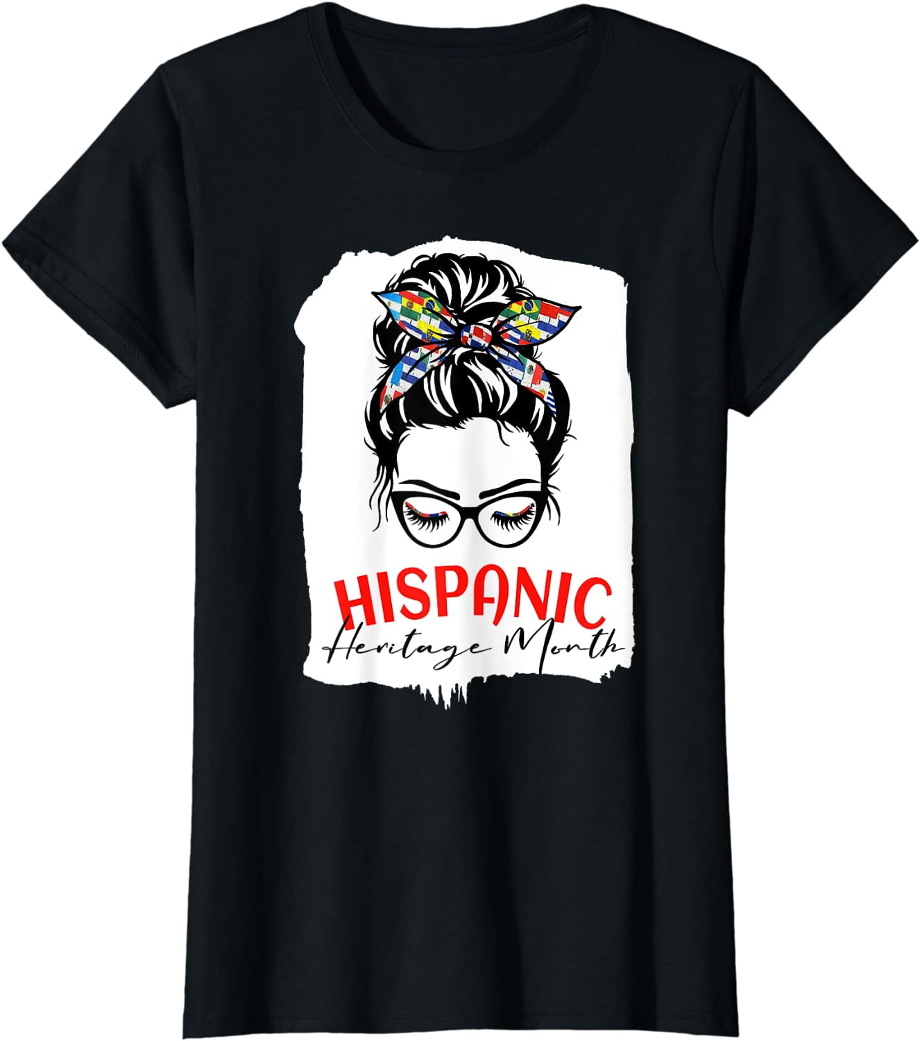 National Hispanic Heritage Month Latina Women Messy Bun T-Shirt ...