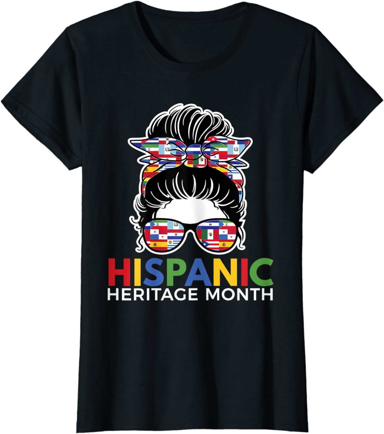 National Hispanic Heritage Month Latina Women Messy Bun T Shirt