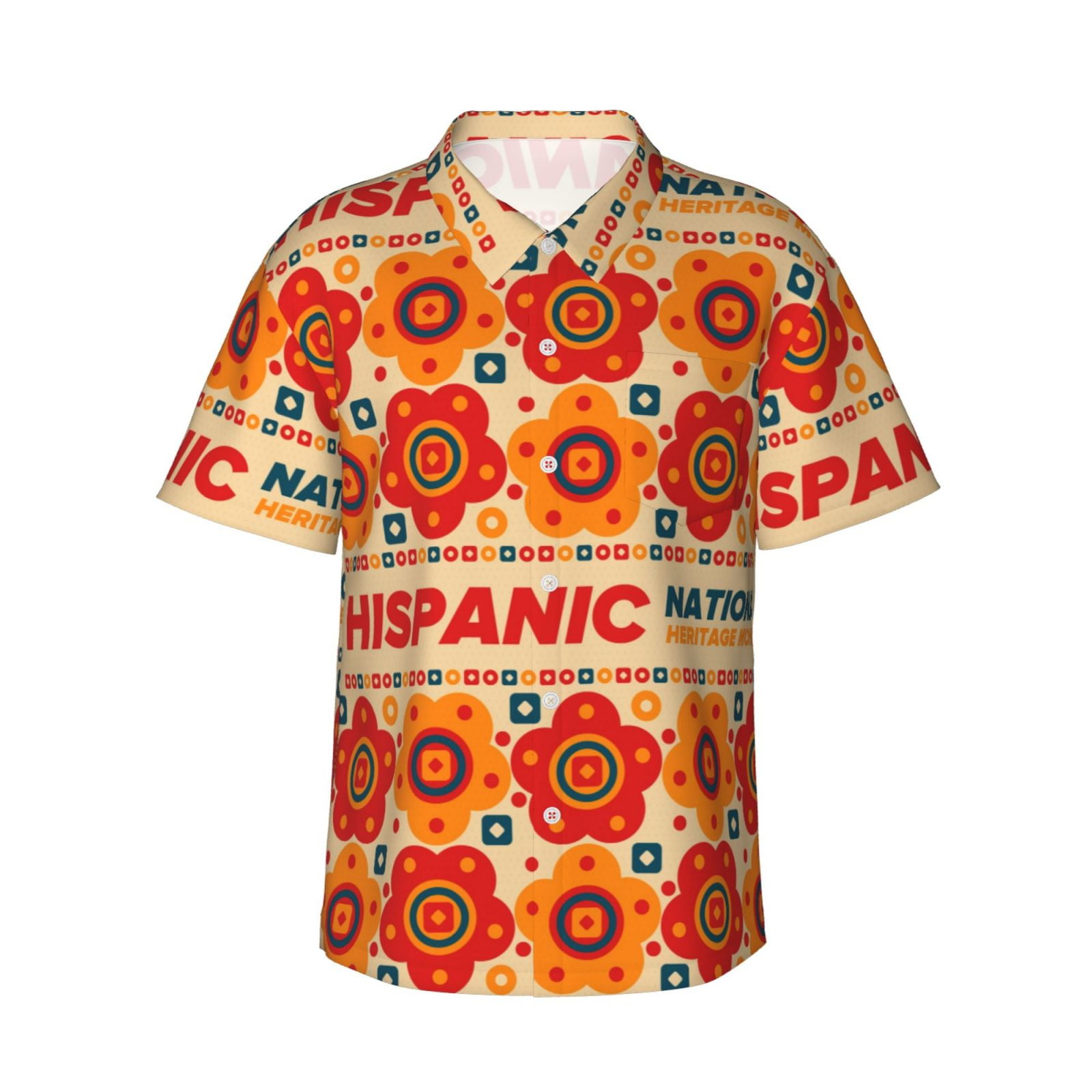 National Hispanic Heritage Month Mens Hawaiian Shirt Button Down Short ...