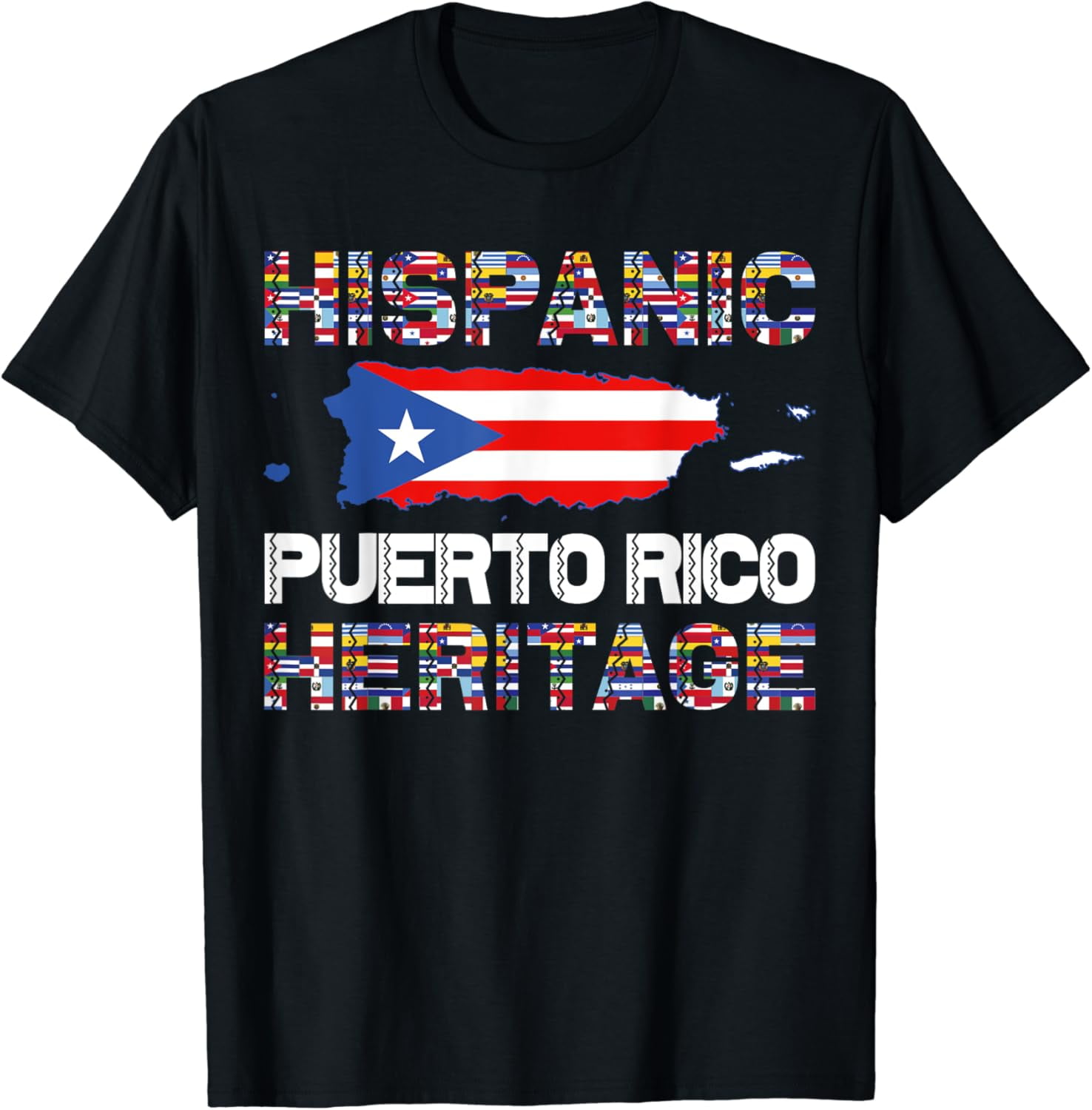 National Hispanic Heritage Month Puerto Rico Flag Tee T-Shirt - Walmart.com
