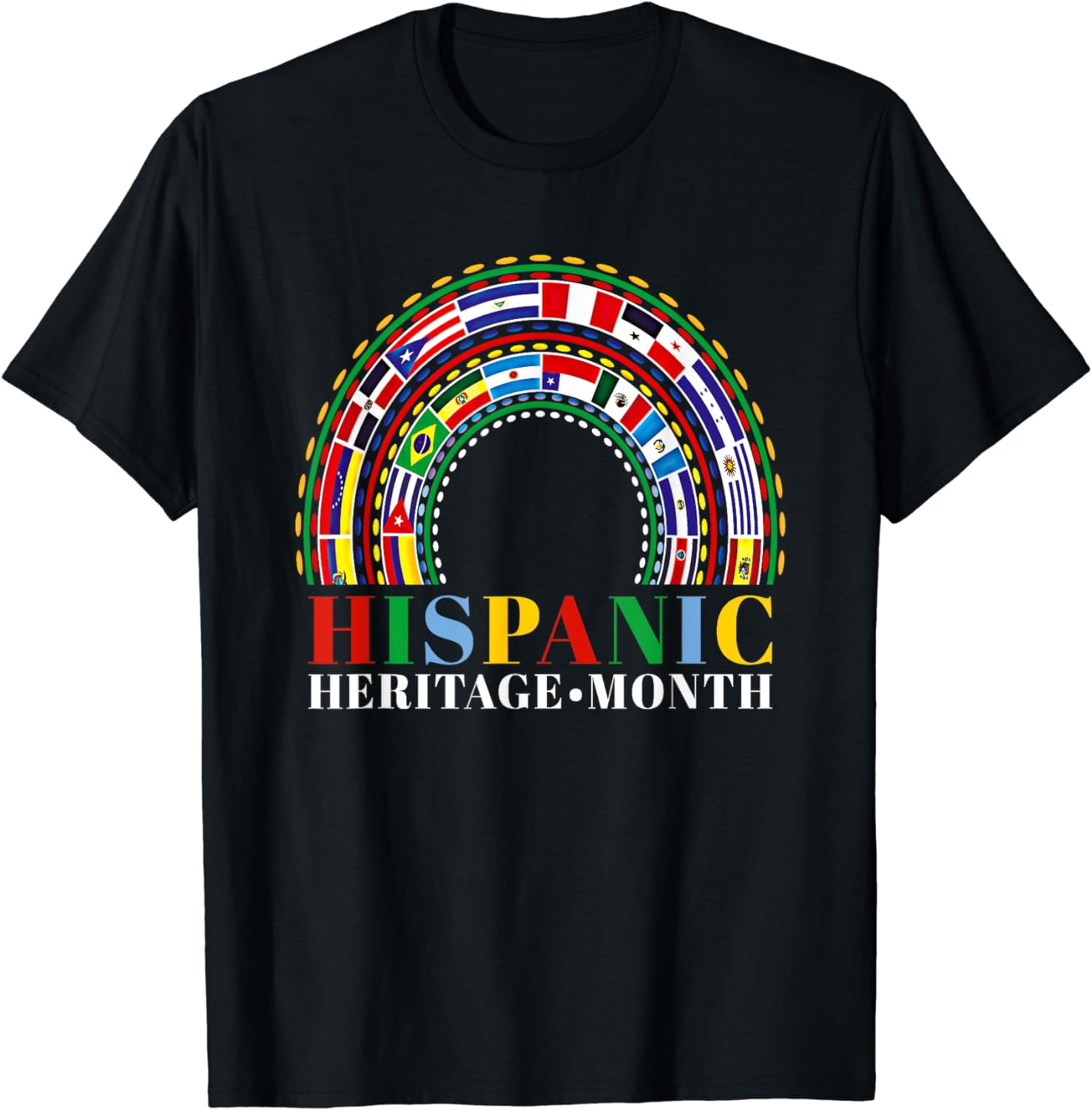 National Hispanic Heritage Month Rainbow All Countries Flags Cotton T ...