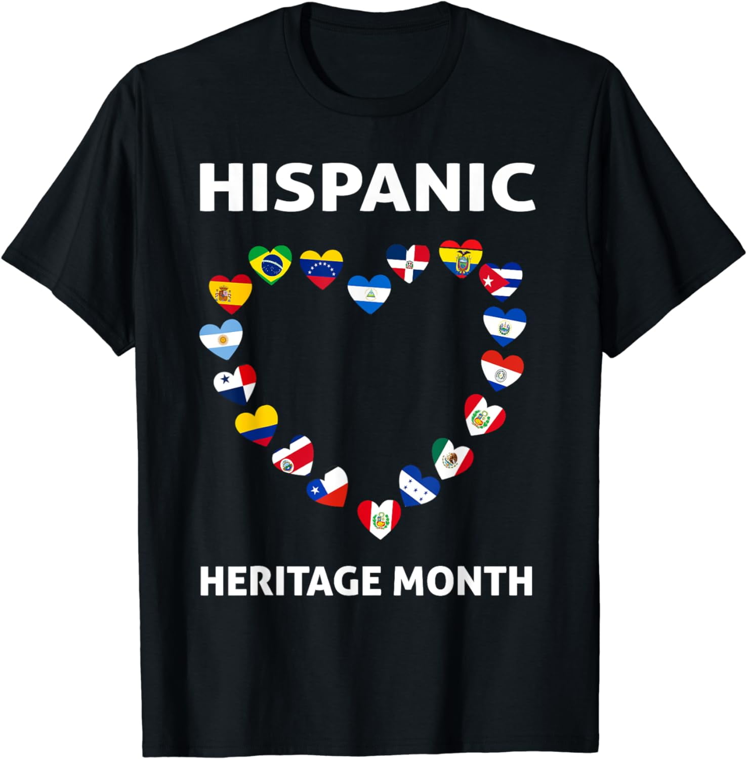 National Hispanic Heritage Month T Shirt All countries Flags T-Shirt ...