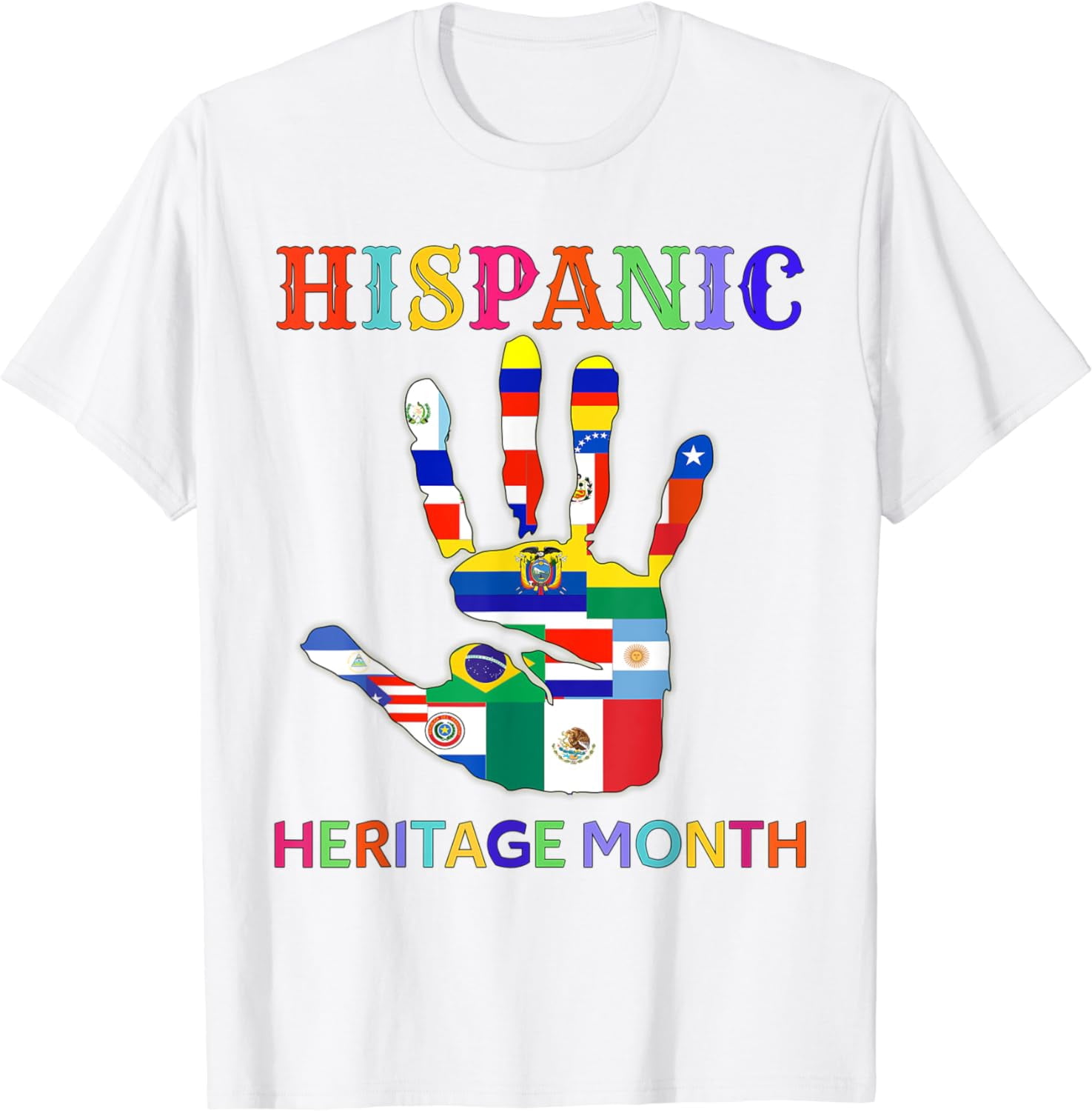National Hispanic Heritage Month T Shirt All countries Flags T-Shirt ...