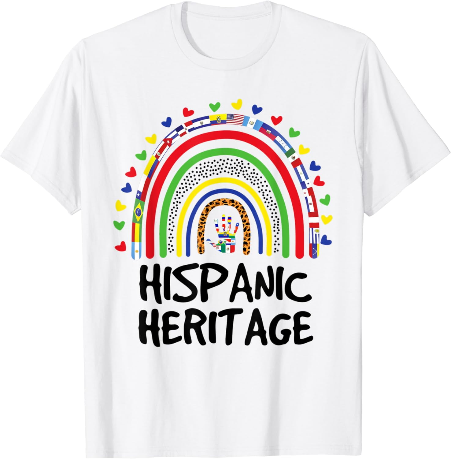 National Hispanic Heritage month Rainbow All Countries Flags T-Shirt ...